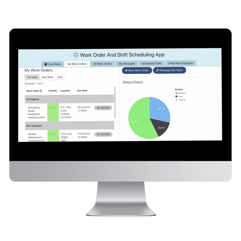 Work Orders Template App from Knack